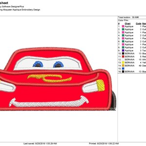 Cars Lightning Mcqueen Applique Embroidery Design - Etsy