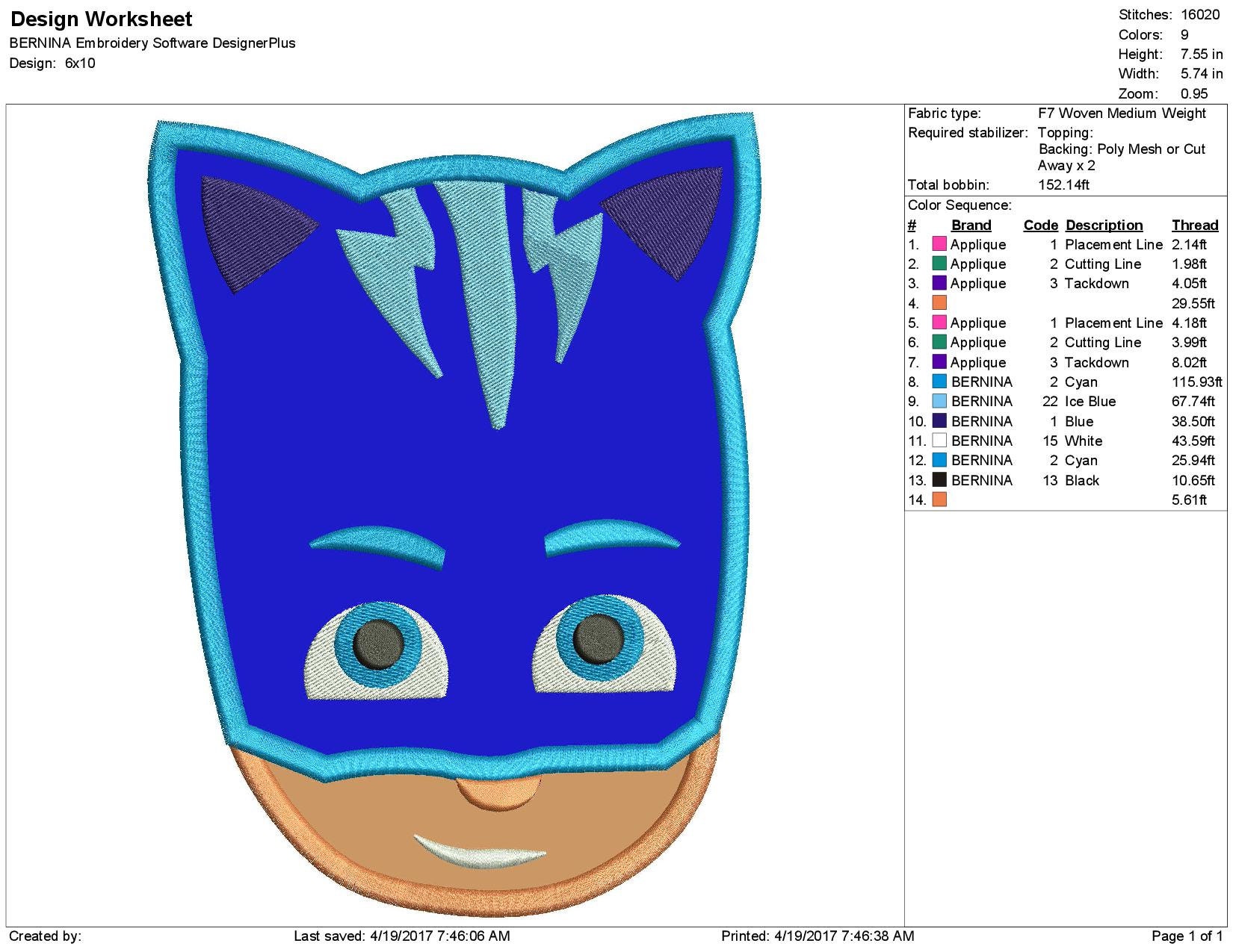 Blue Cat Pyjama Embroidery Applique Design - Etsy