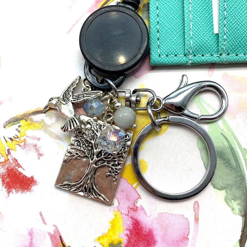 Slim Wallet ID Key Chain Holder, Turquoise Green Badge Reel ID Holder ...