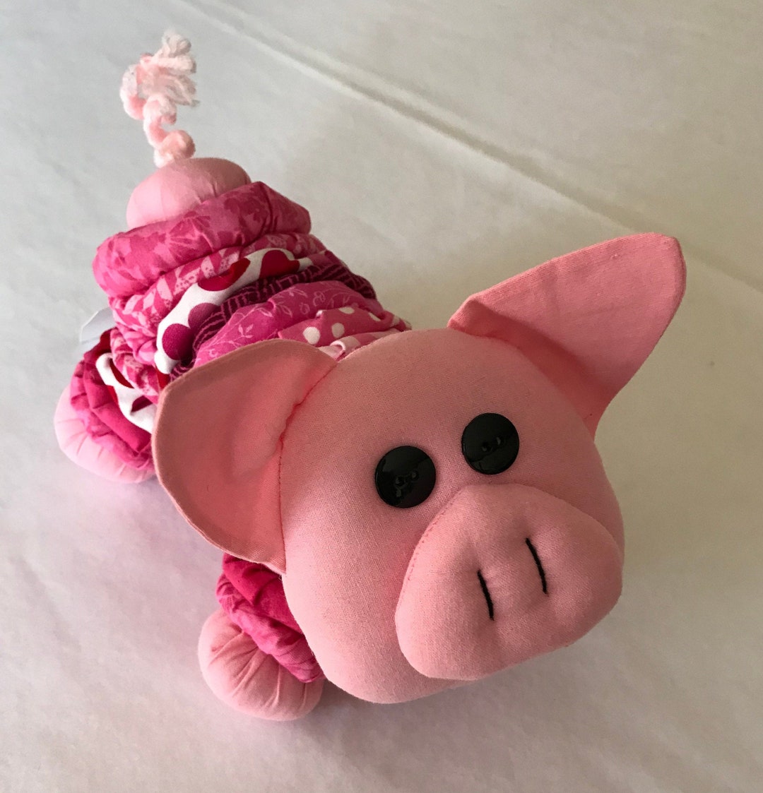 Stuffed Fabric Yo-yo Pig Toy Animal - MADE to ORDER - Etsy