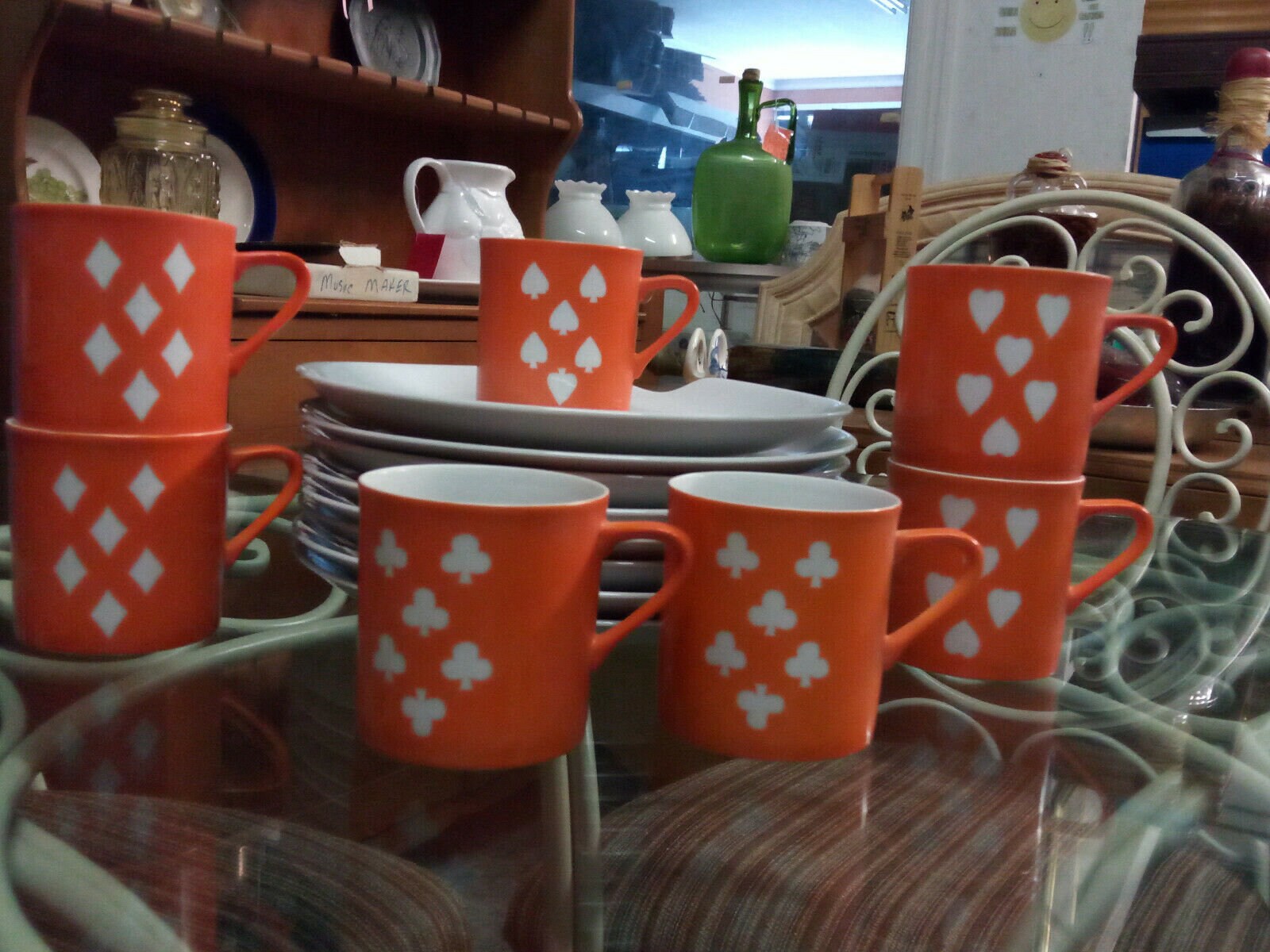 Jonas Roberts 50s Orange/ White Snack Plates With Cups. Made in Japan ...