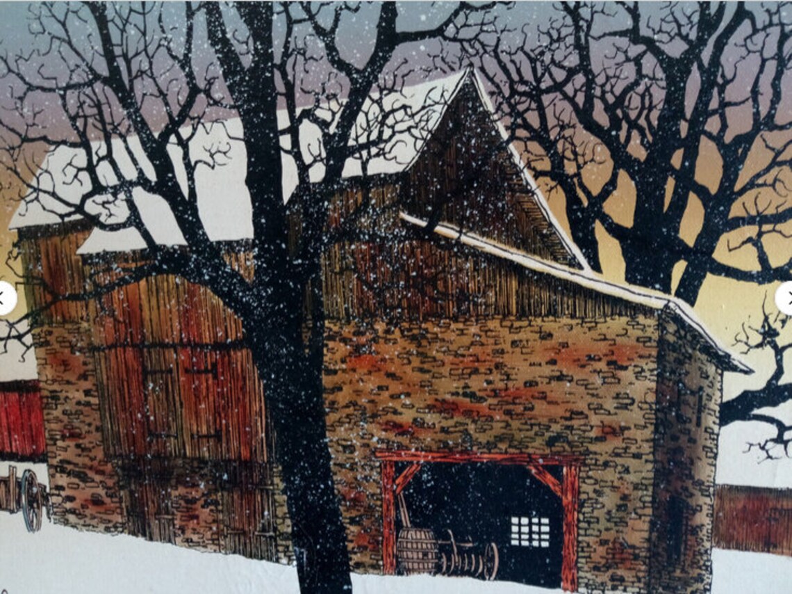 Original: Rustic Barn/stable Winter Landscape Painting by Artist H ...