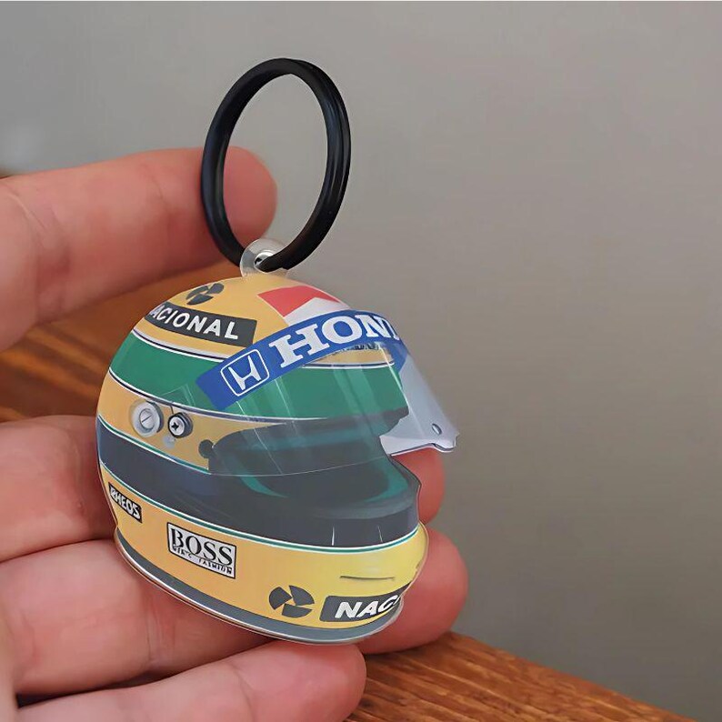 Ayrton Senna Helmet Keychain – Acrylic (plexiglass) Flat Design 50x55mm ...