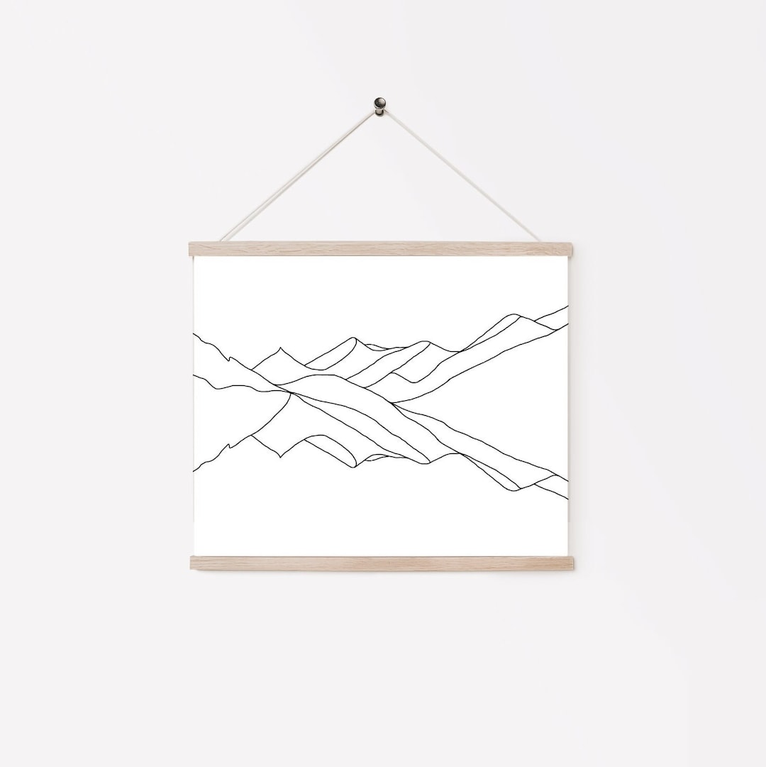 Mountain Line Drawing Print: Minimalist Landscape Art (8x10) - Etsy