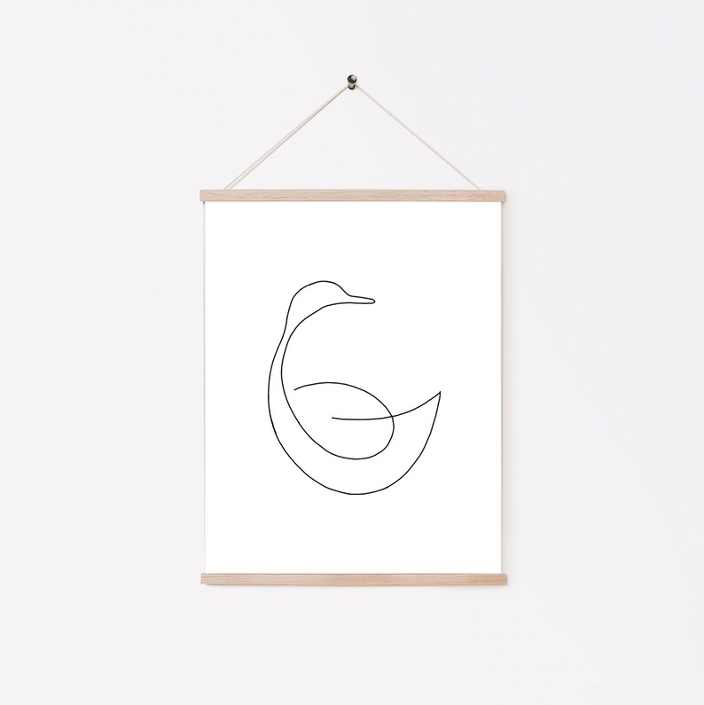 Goose Single Line Drawing, Minimalist Art Print, Printable Art ...