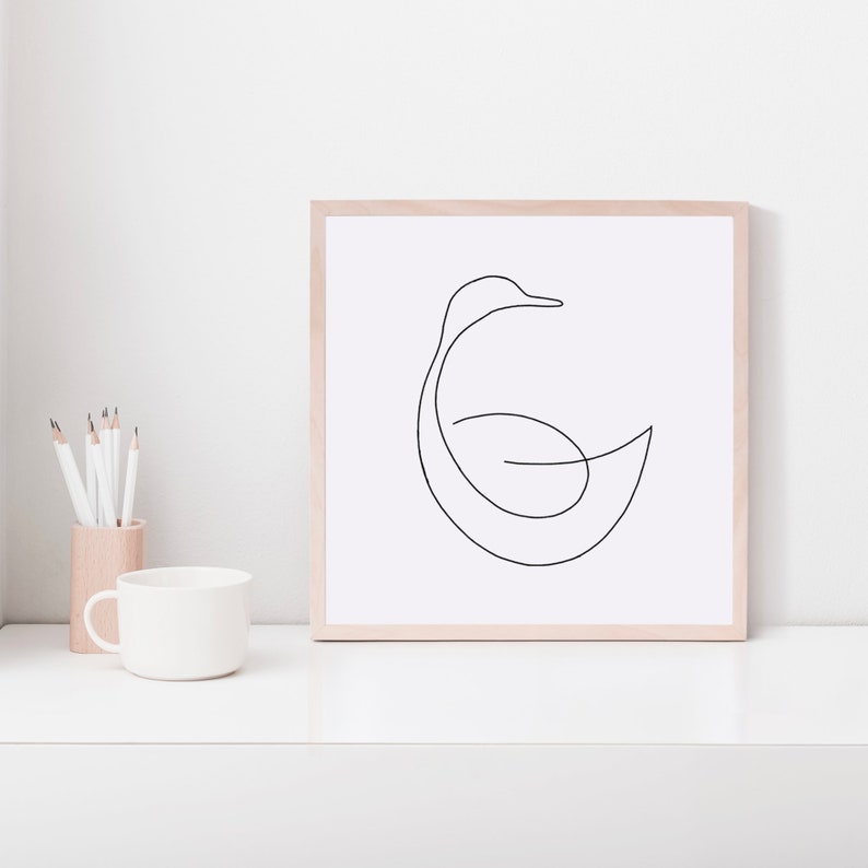 Goose Single Line Drawing, Minimalist Art Print, Printable Art ...