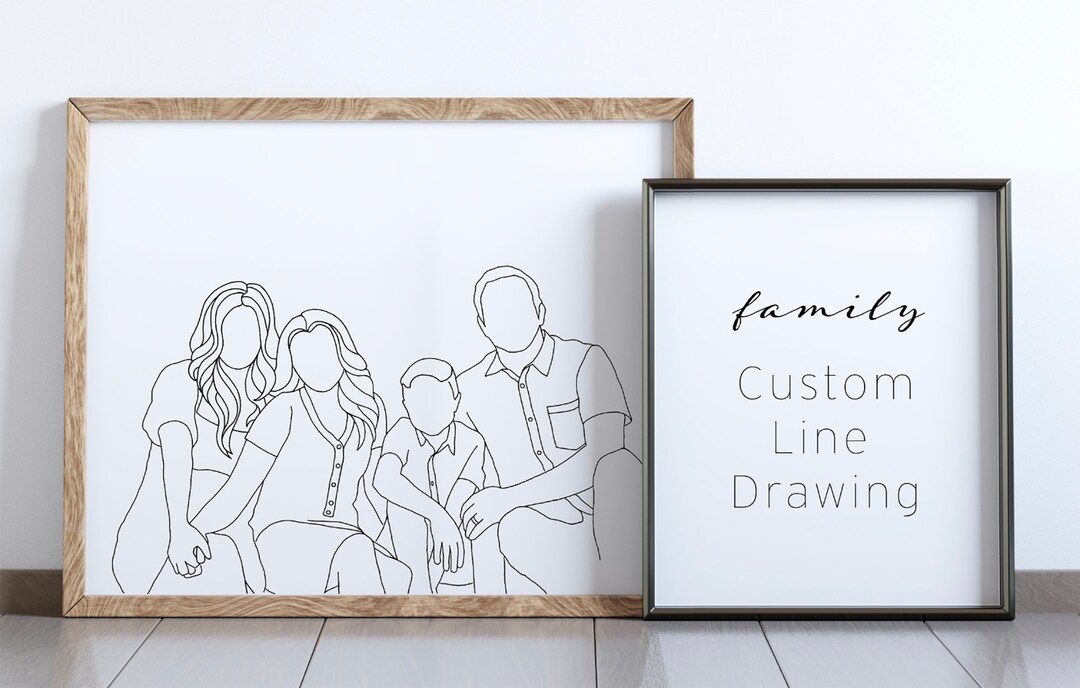 Custom Family Line Drawing From Photo, Personalized Family Illustration ...