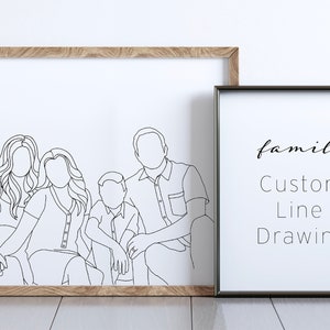 Custom Family Line Art Portrait From Photo (digital Download) - Etsy