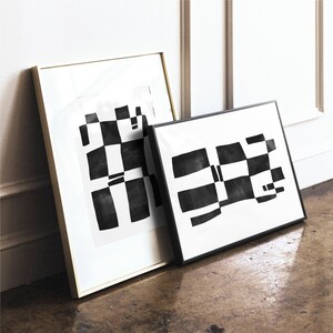 Black and White Checker Art Print, Black and White Art, Abstract Wall ...