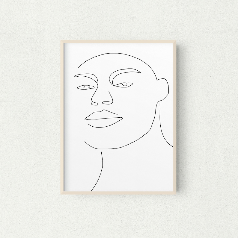 Male Face Close , Minimalist Art Print, Printable Art, Male Face, Line ...