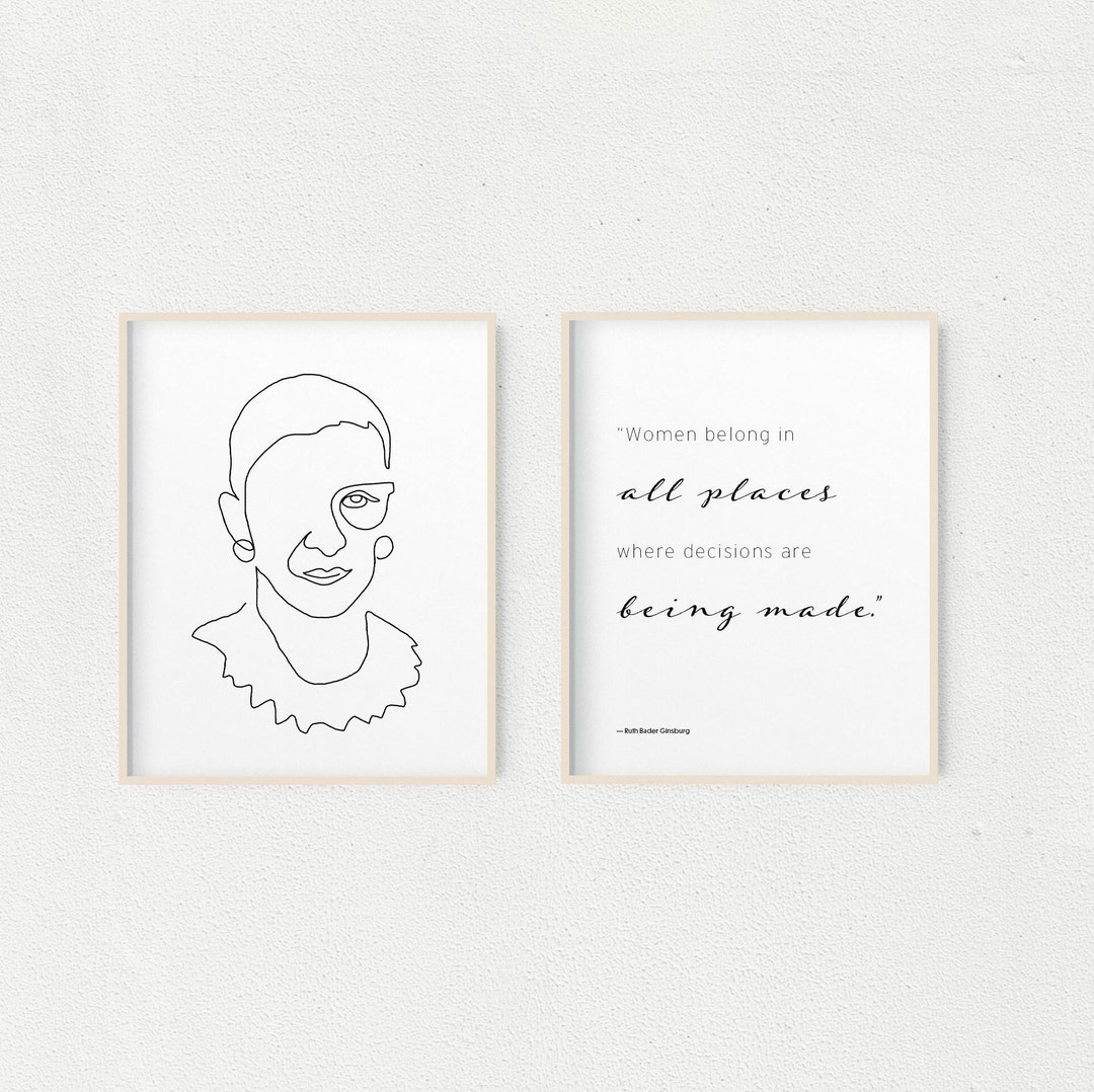 RBG Line Art Print Set: Inspirational Quote, Feminist Wall Decor ...