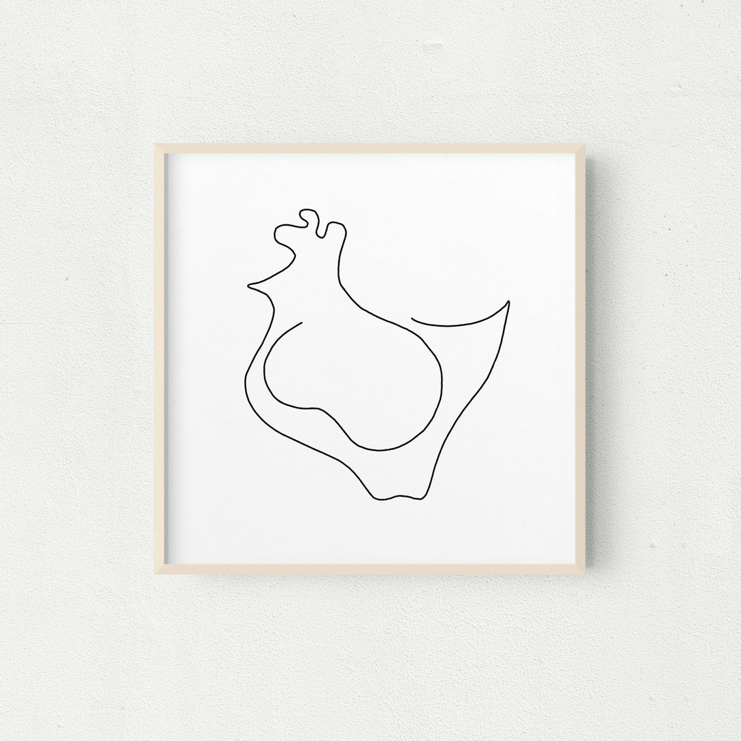 French Hen Line Art Print: Minimalist Bird Drawing (digital Download ...