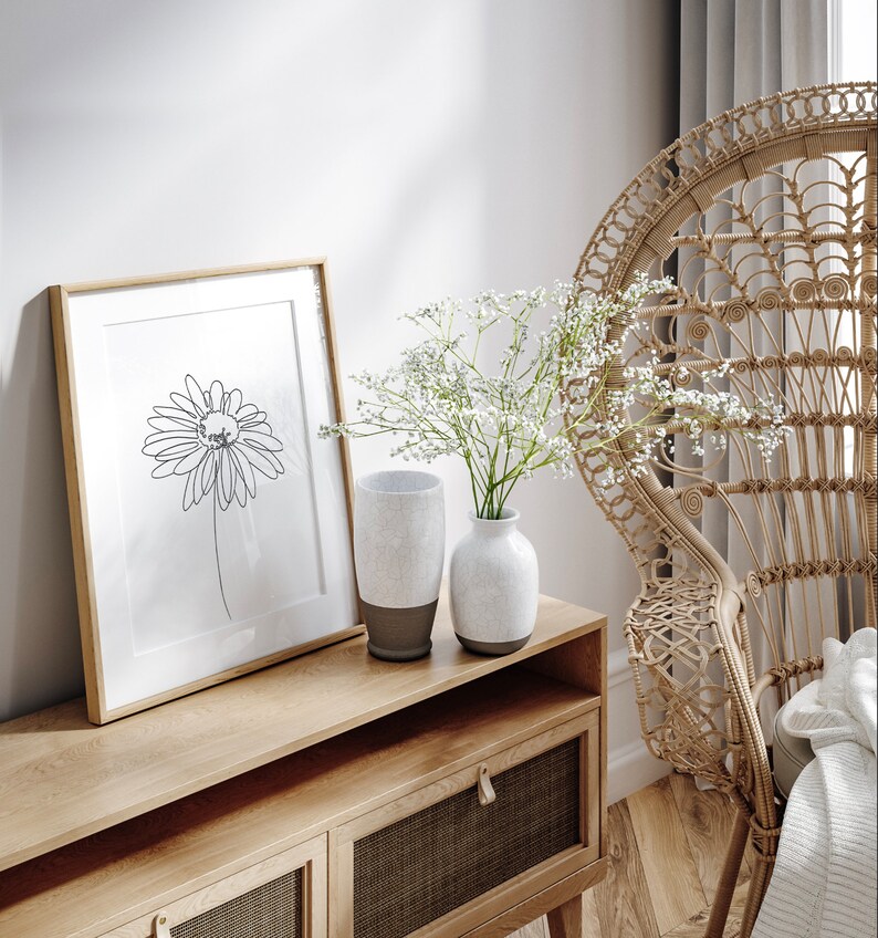 Daisy Line Drawing, April Birth Flower, Botanical Art, Daisy ...