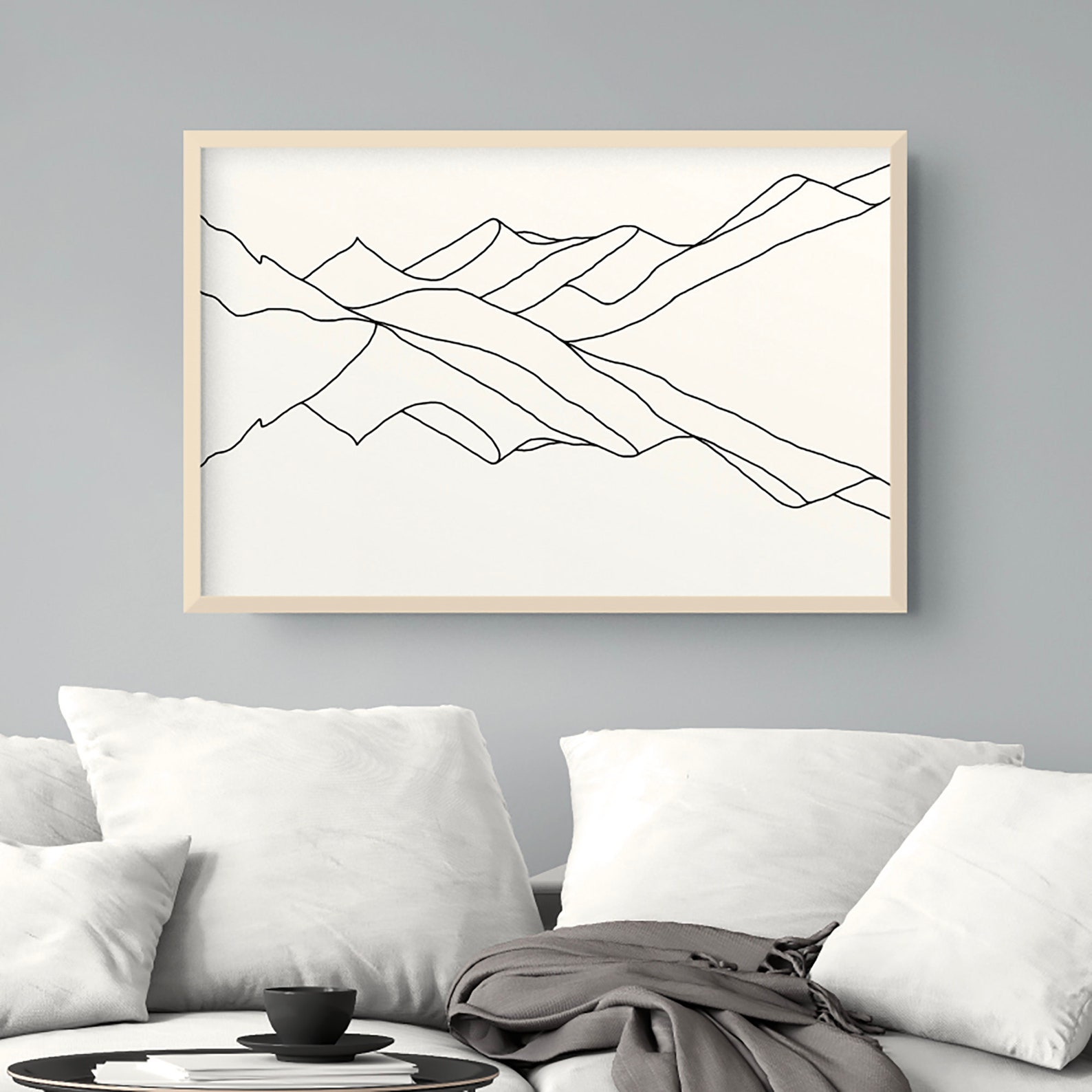 Mountain Reflection Line Drawing , Minimalist Landscape , Minimalist ...
