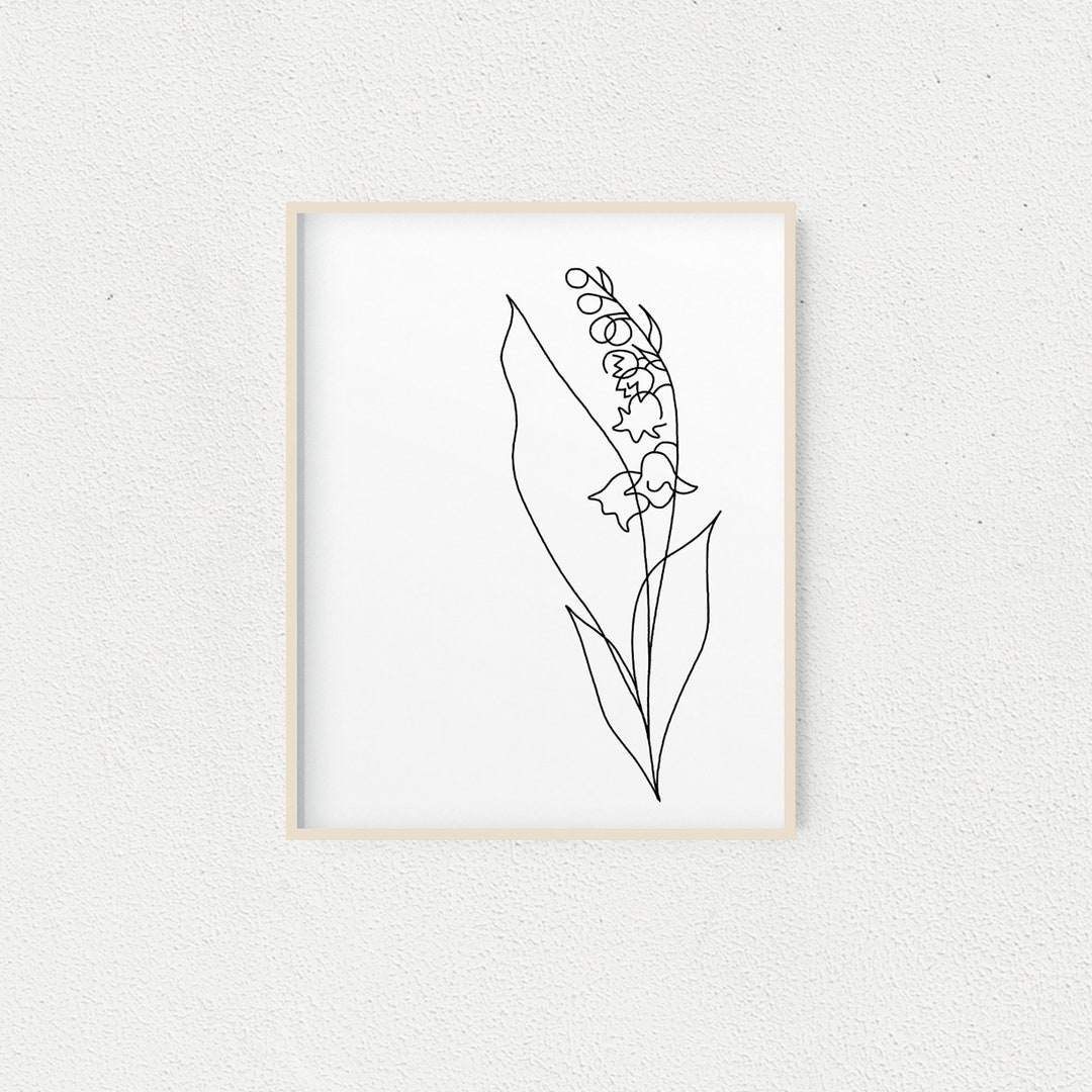 Buy Lily Line Drawing, May Birth Flower, Botanical Art, Lilies ...