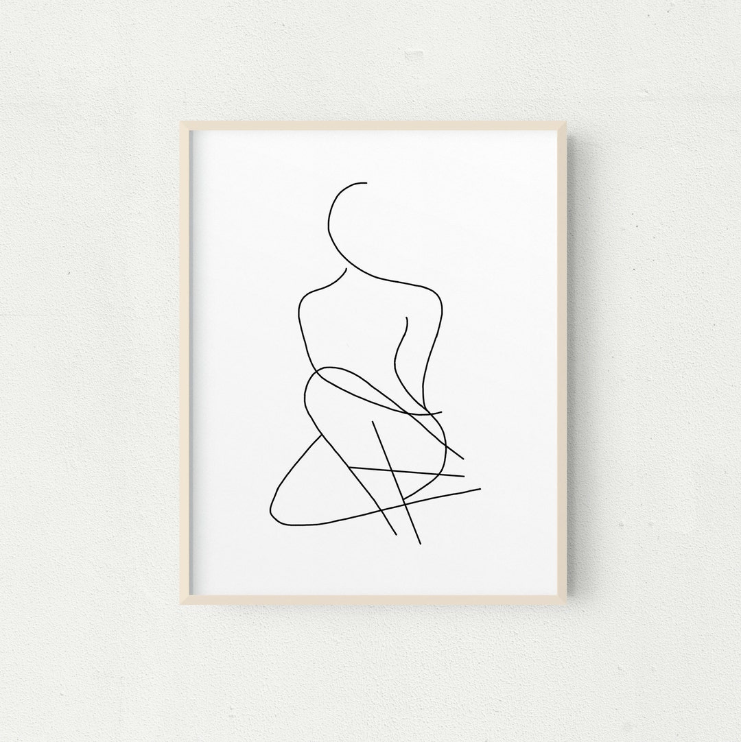 Abstract Female Figure Line Drawing , Minimalist Art Print, Printable ...