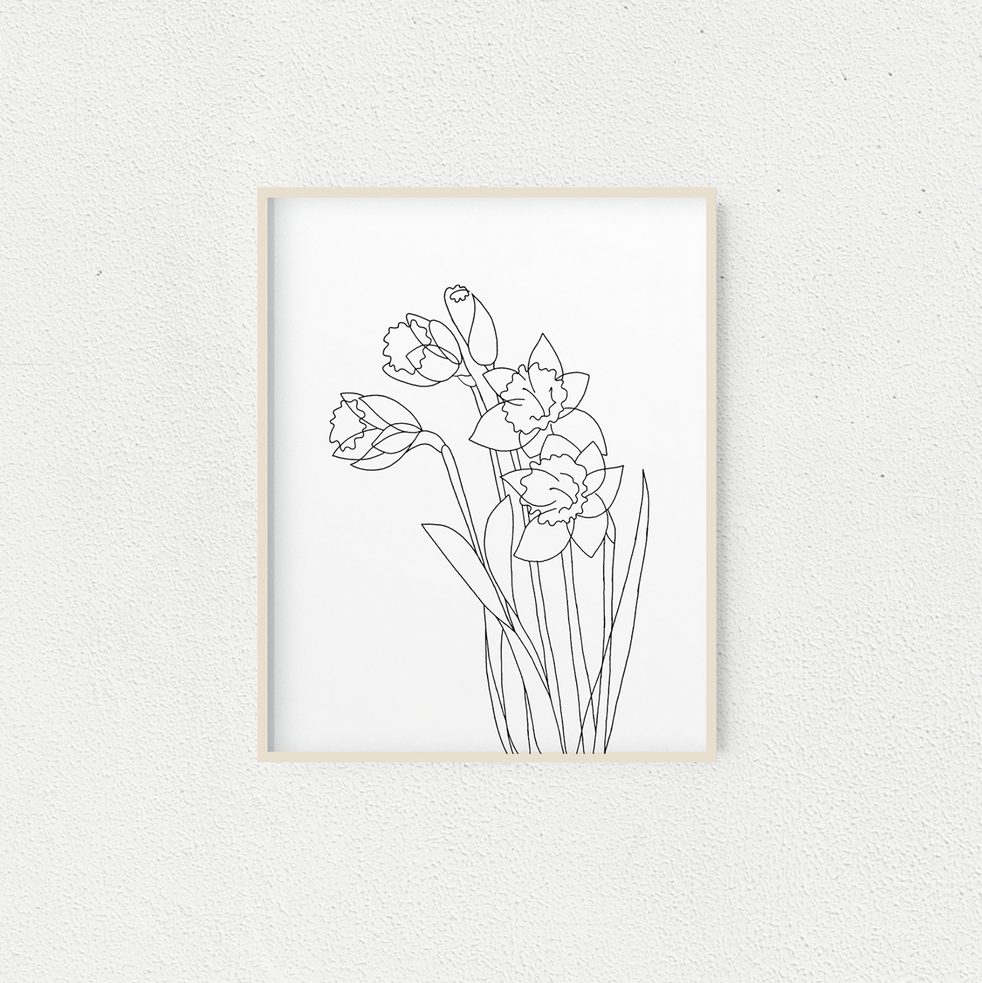 Daffodils Line Drawing Art Print | Minimalist Art | Black & White Art ...