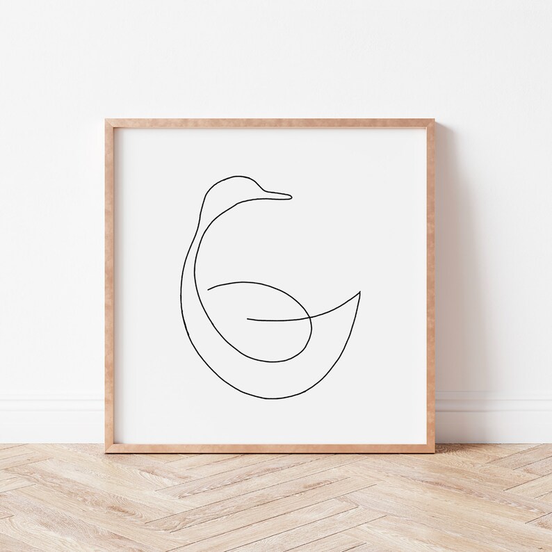 Goose Single Line Drawing, Minimalist Art Print, Printable Art ...
