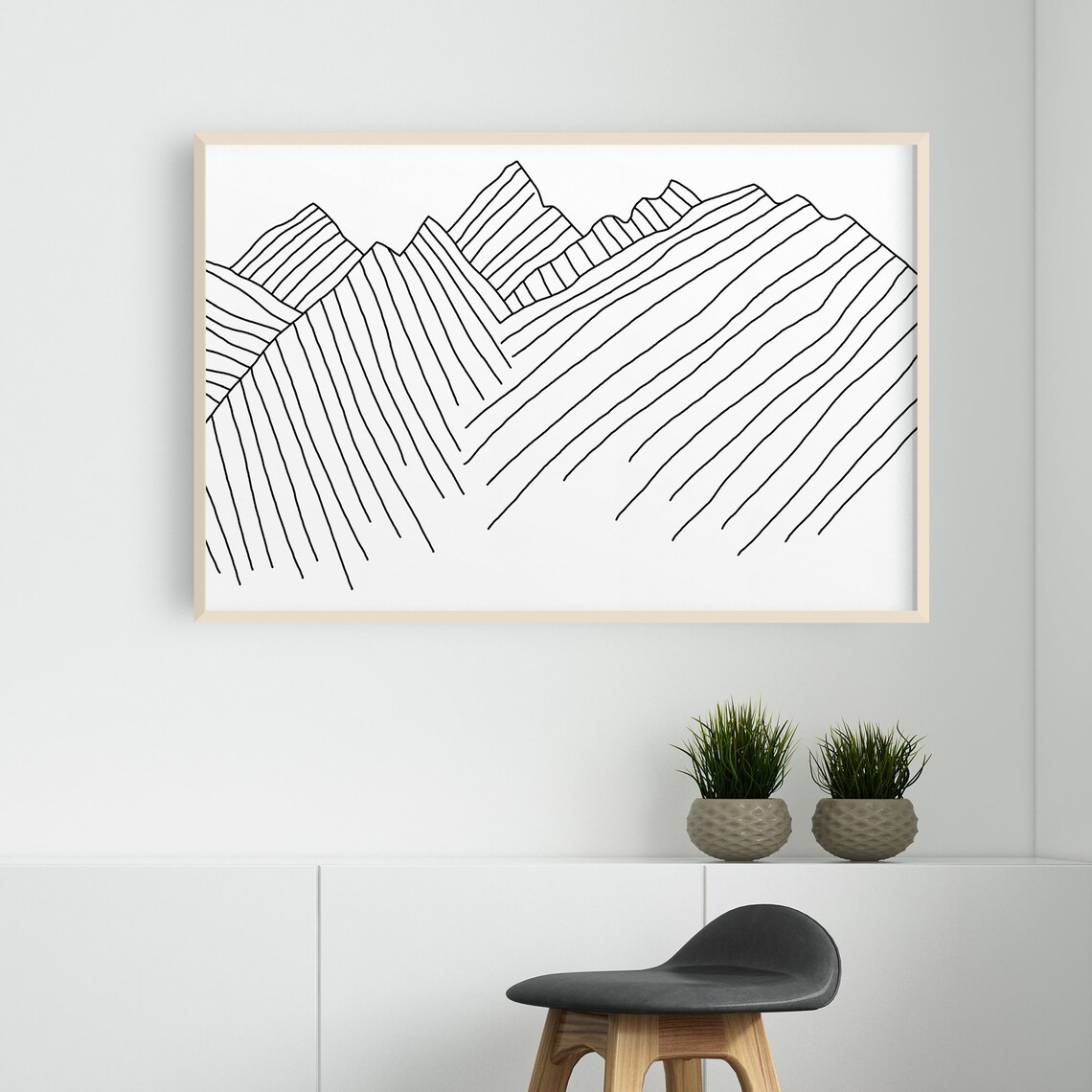 Mountain Range Line Drawing Mountain Art Minimalist - Etsy