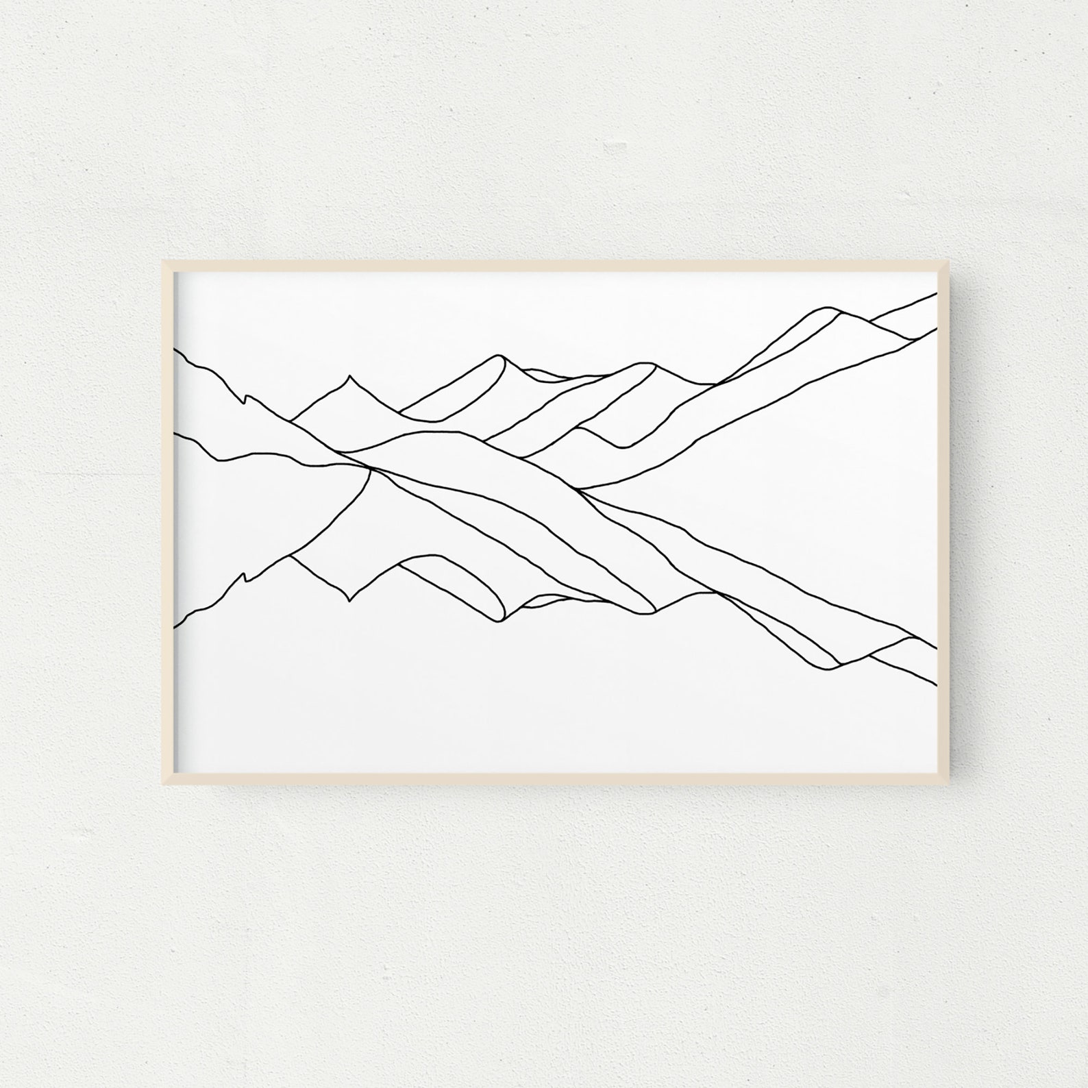 Mountain Reflection Line Drawing , Minimalist Landscape , Minimalist ...