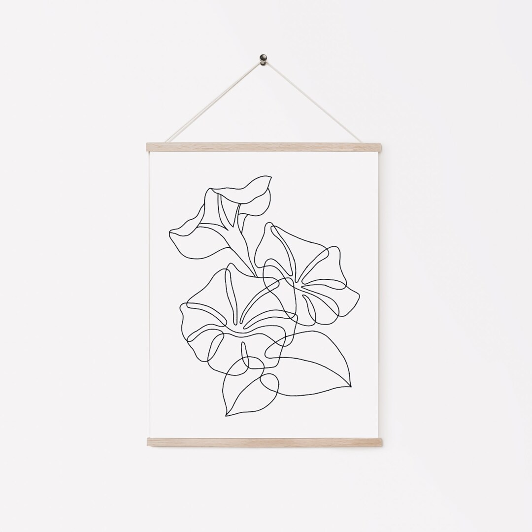September Birth Flower Morning Glory Line Drawing - Etsy