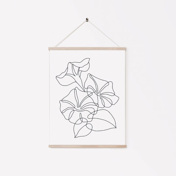 September Birth Flower Morning Glory Line Drawing - Etsy