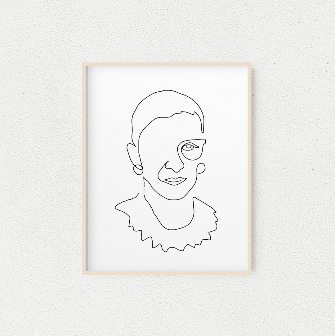 RBG Portrait Line Drawing, Ruth Bader Ginsburg Portrait, RBG Line ...