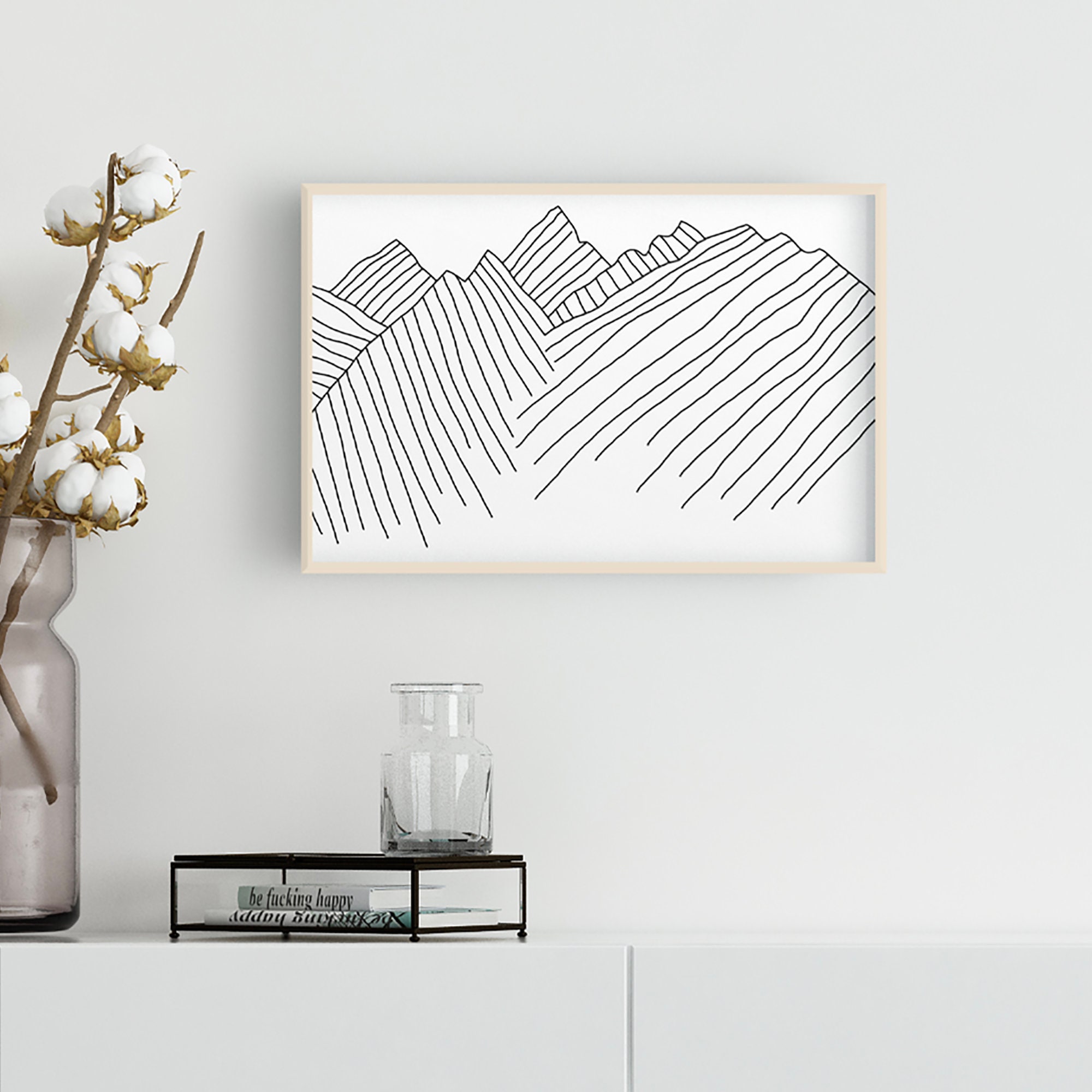 Mountain Range Line Drawing Mountain Art Minimalist - Etsy
