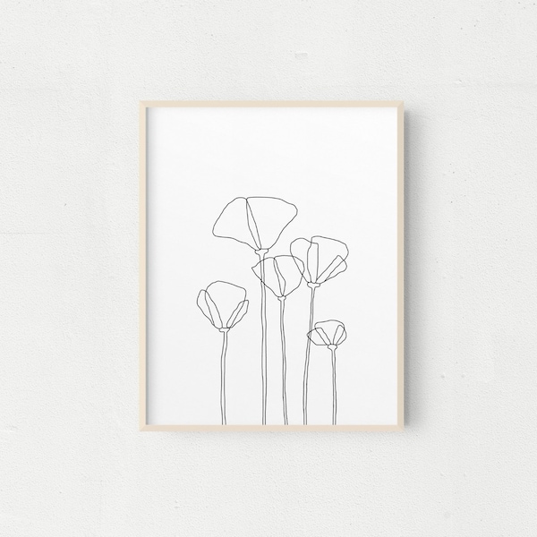 Poppy Line Art - Etsy