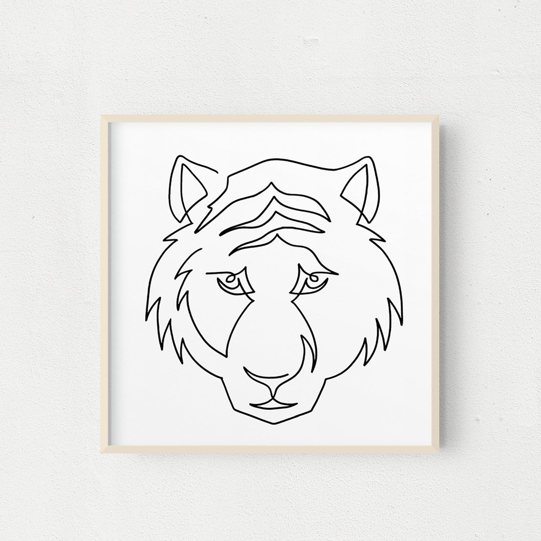 Tiger Line Drawing , Minimalist Art Print , Printable Art , Minimalist ...