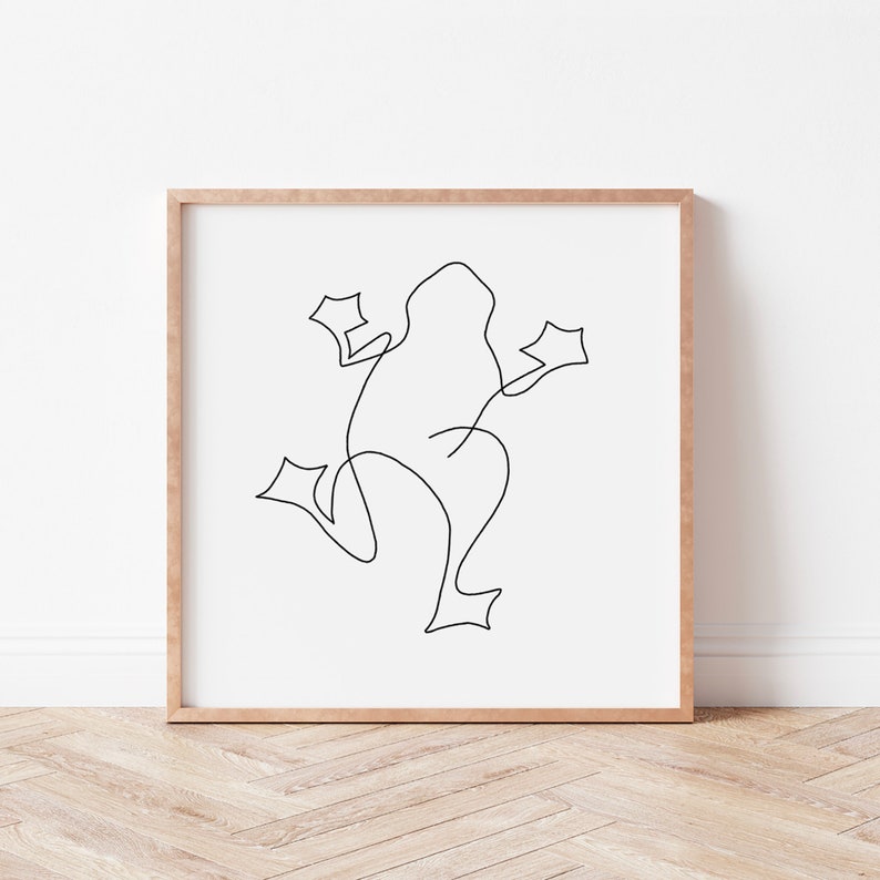 Frog Single Line Drawing Minimalist Art Print Printable - Etsy