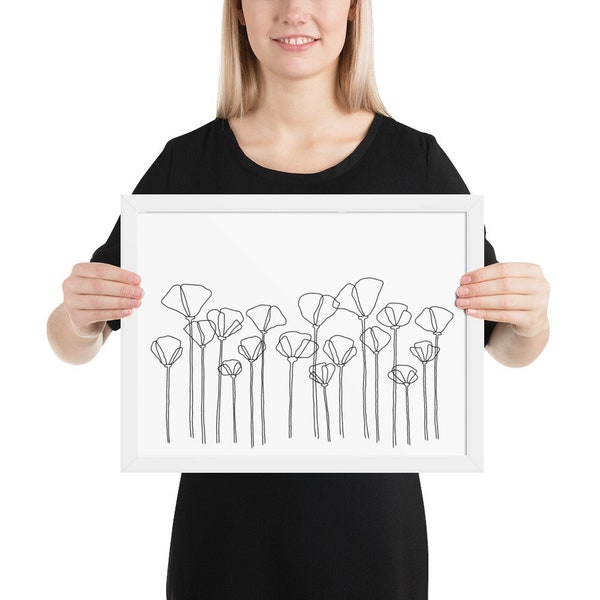 Poppy Line Art - Etsy