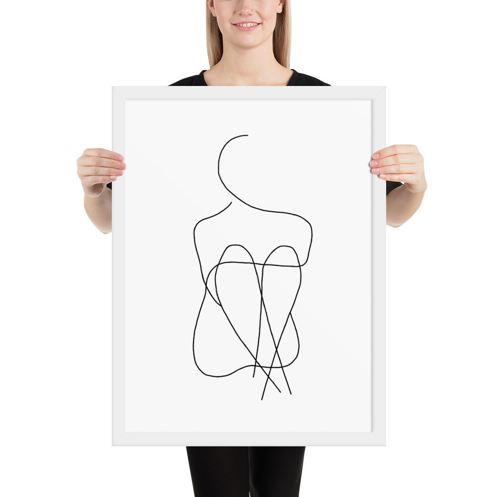 Minimalist Female Figure Line Art Framed Poster - Etsy