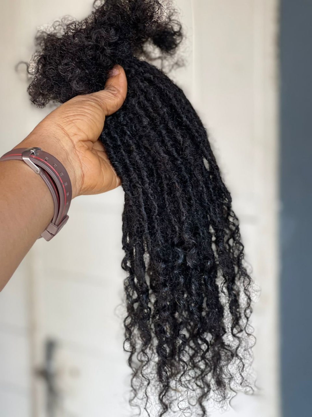 130 Strands of Anwi Curly Tip 4A/4B Human Hair Dreadlock Extensions 0 ...