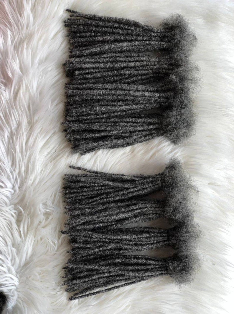 100 Strands Anwi Textured Salt & Pepper 4C Human Hair Loc Extensions 0. ...