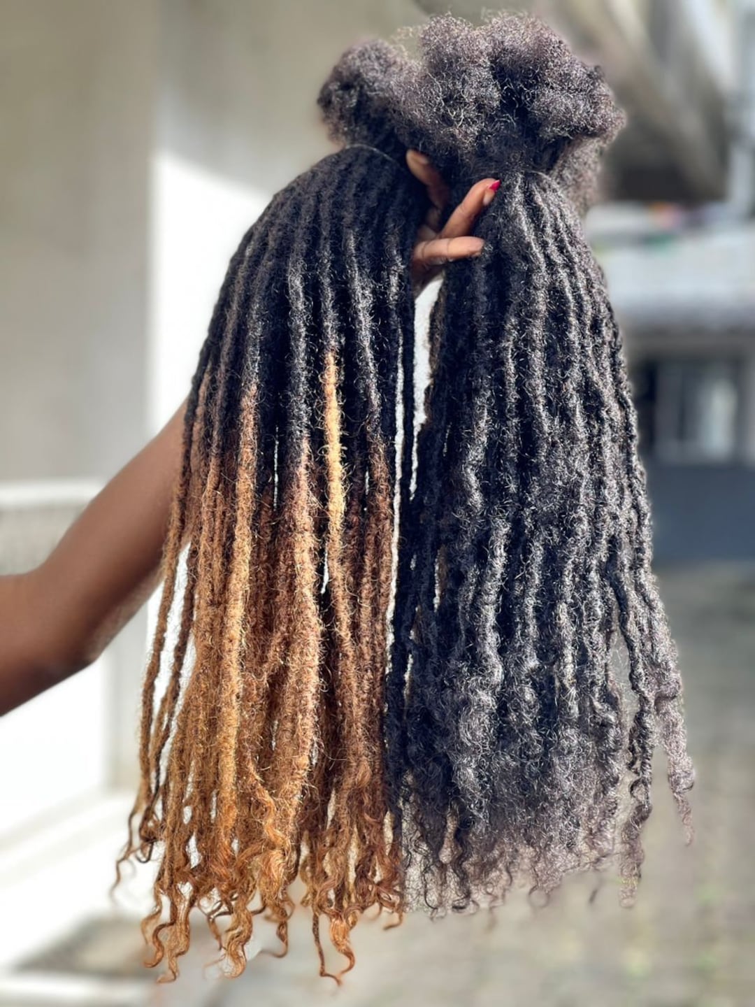 65 Strands of Anwi Curly Human Hair Dreadlock Extensions Sizes 0.4cm-0 ...