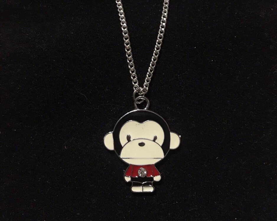 Monkey necklace silver plated chain | Etsy