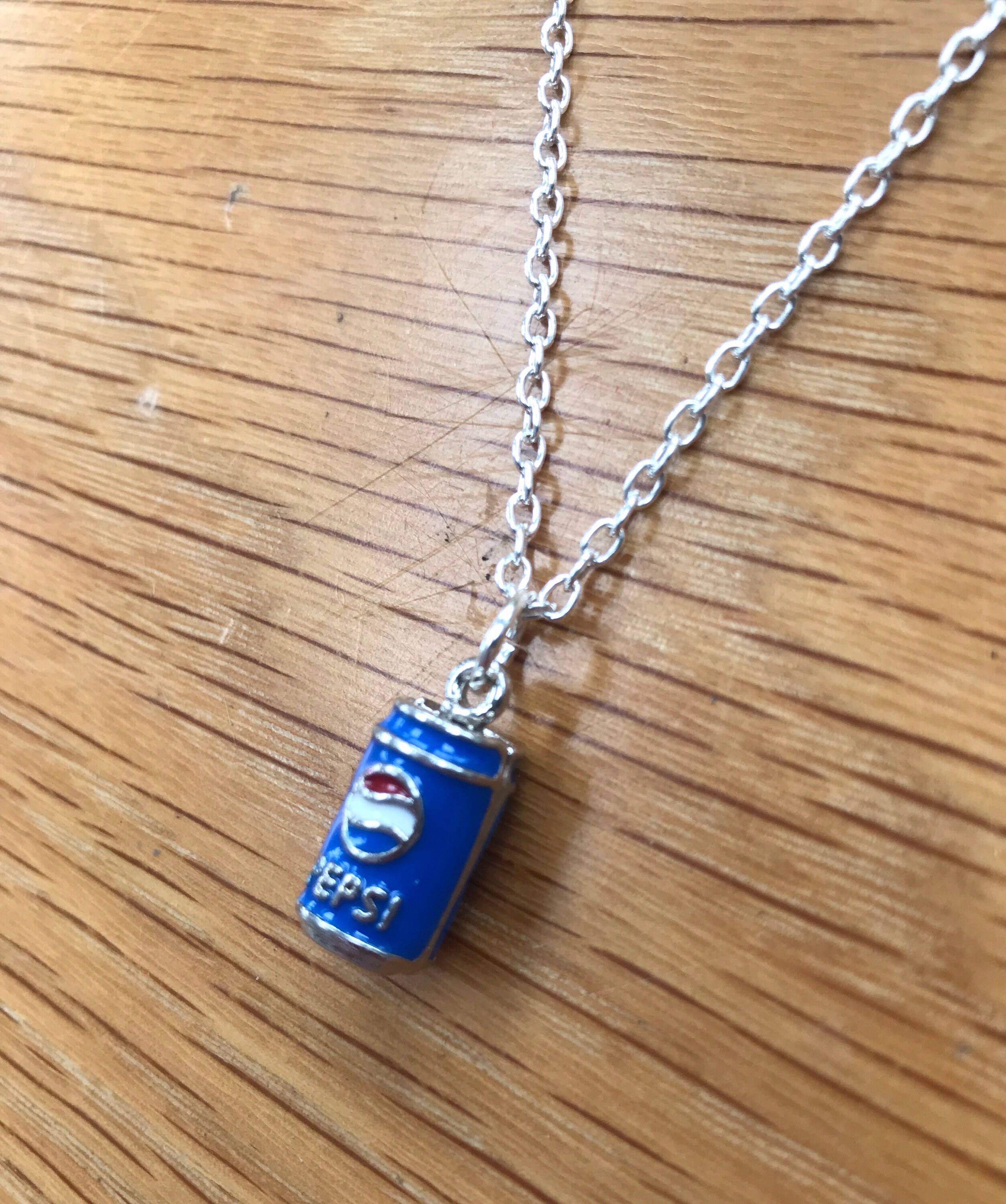 Metal miniature Pepsi can necklace-silver plated chain | Etsy