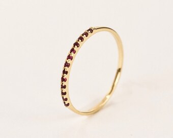 Minimal Ruby Ring - Etsy
