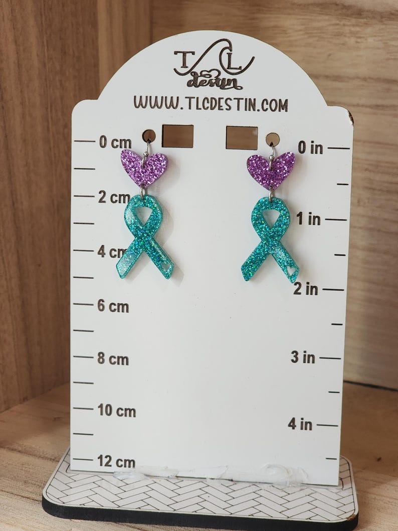 STAY Suicide Awareness Purple and Teal Glitter Acrylic Earrings - Etsy