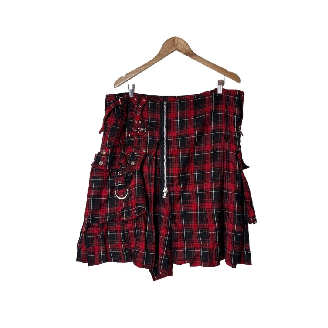 Vintage Tripp NYC Gothic Punk Cargo Kilt Skirt Red Plaid Mens XL - Etsy