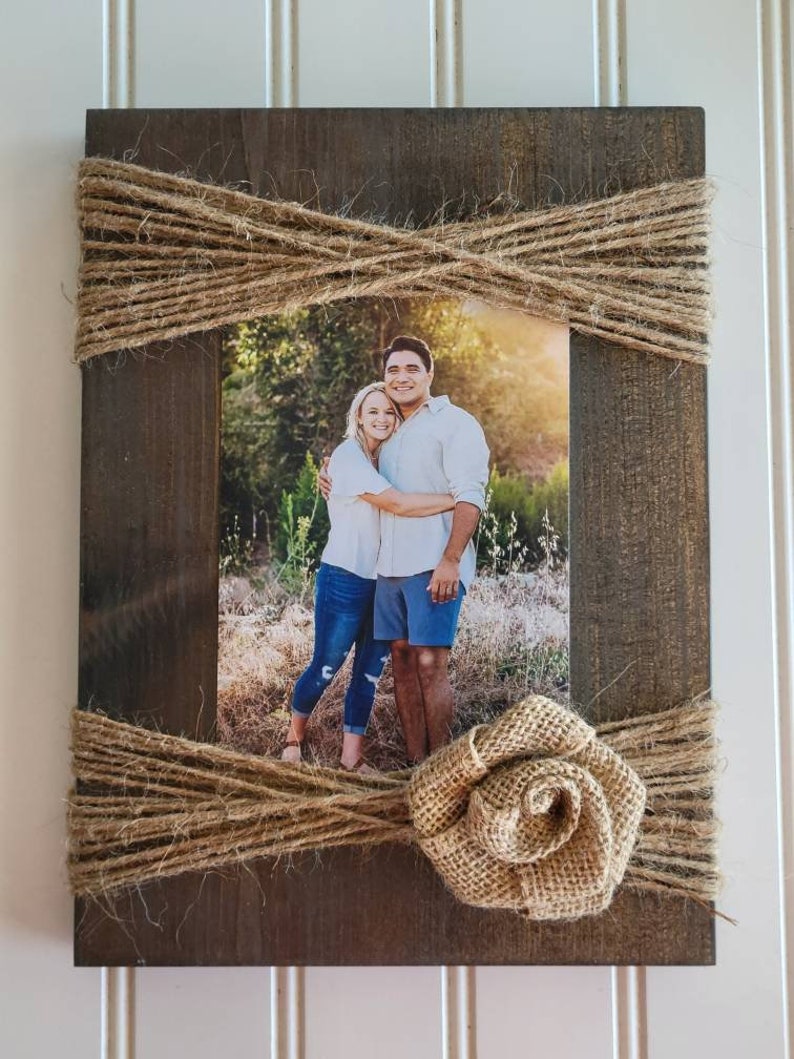 Rustic Frames With Burlap Bow Rustic Picture Holder Photo - Etsy