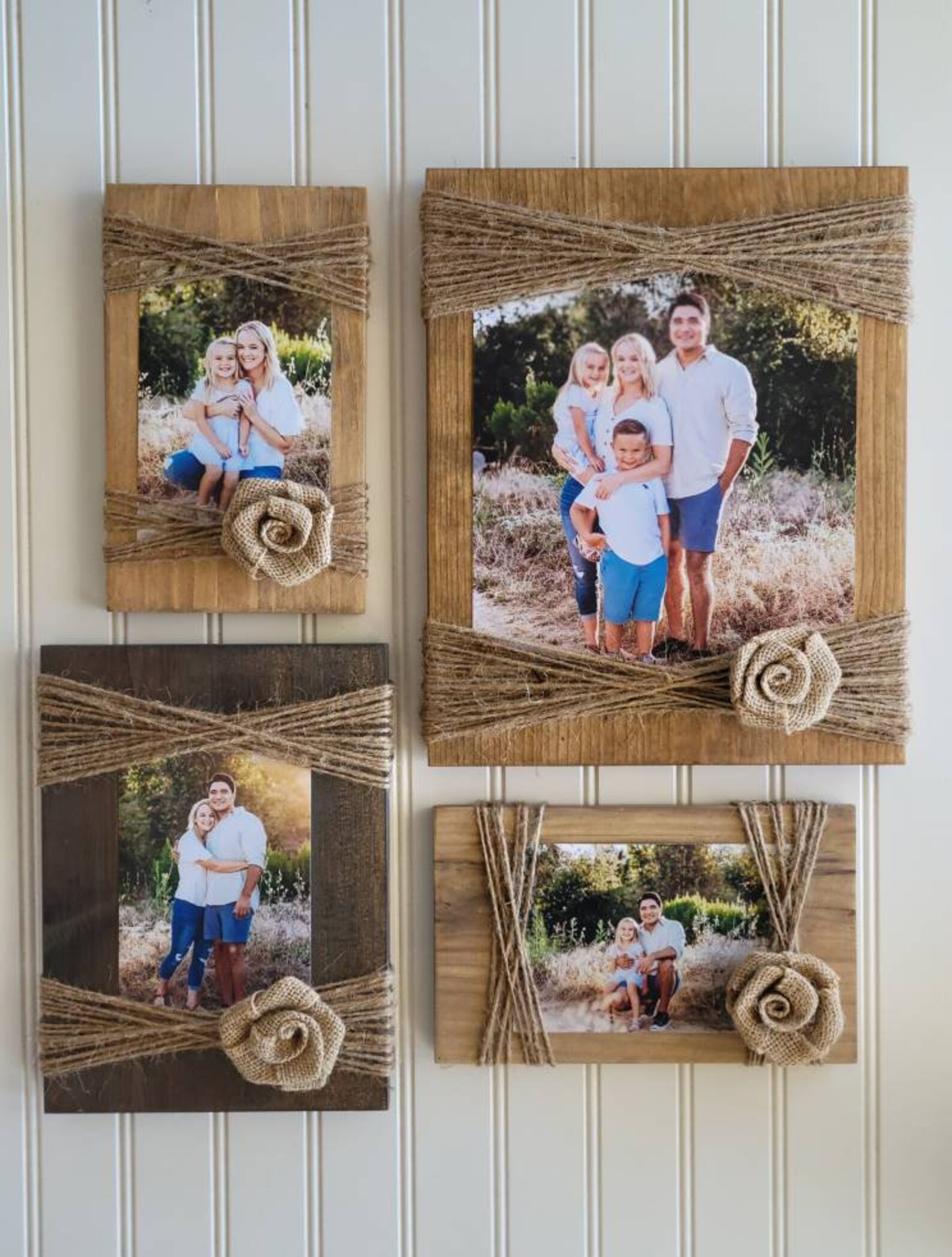 Rustic Frames With Burlap Bow Rustic Picture Holder Photo - Etsy