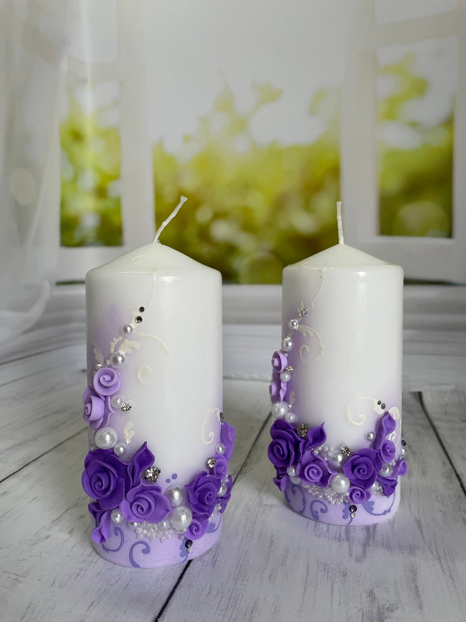 2 Decorative Pillar Candles-3x6 Inch Unscented for Home | Etsy