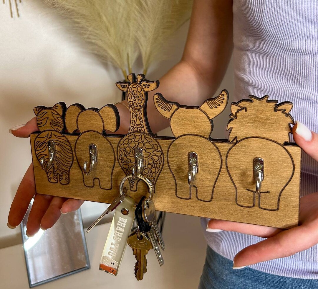PLYWOOD KEY HOLDER for Wall Cute Key Holder Decorative Key Hook Craft ...