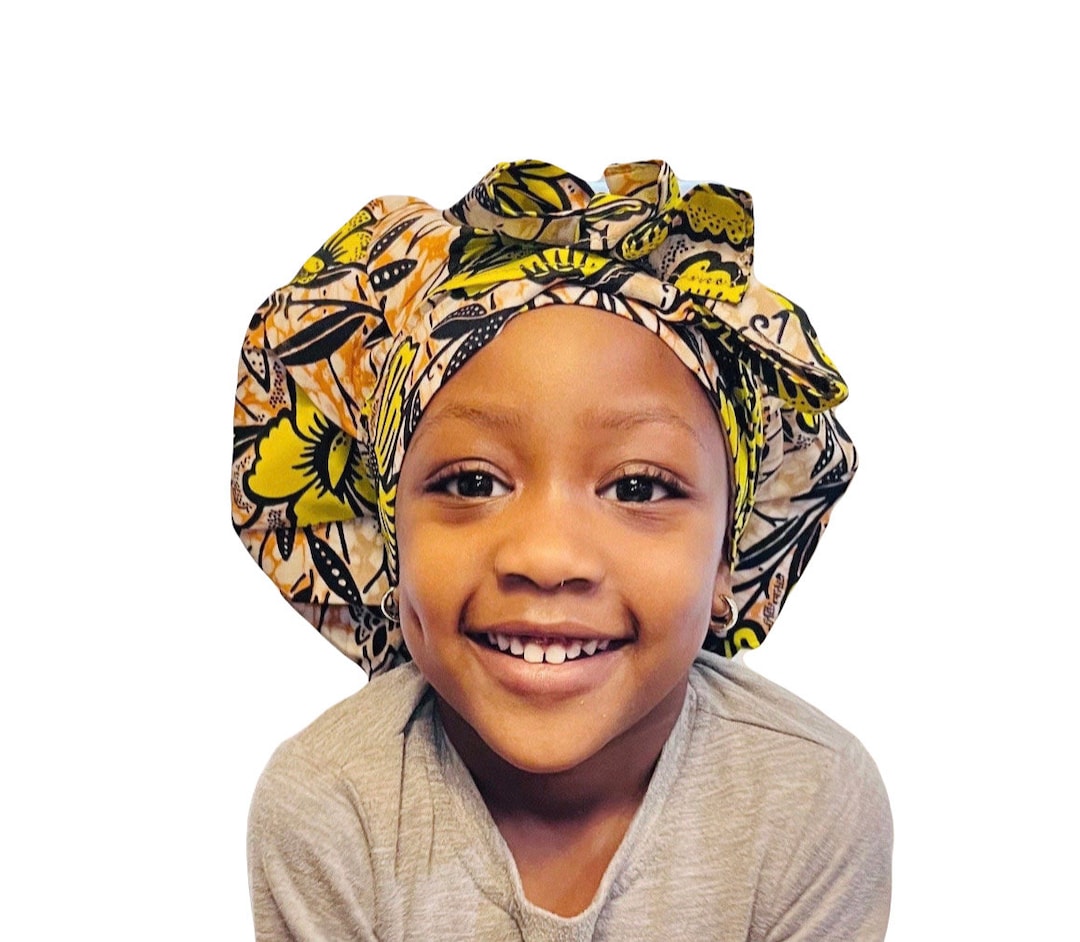 Children Bonnet Ankara Satin Lined Tie Cap Kids African Headwrap, Kids ...