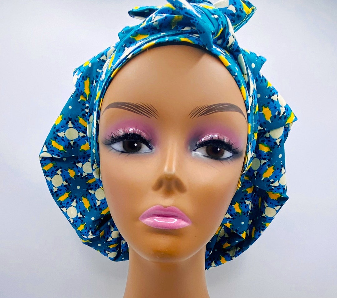 Handmade Ankara SATIN LINED Adjustable Tie Bonnet That is Versatile as ...