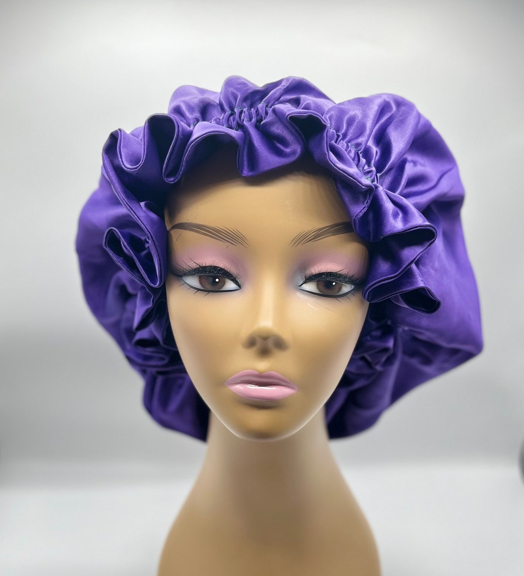 Jumbo Purple Double Sided Satin Cap, Extra Large Bonnet, Authentic ...
