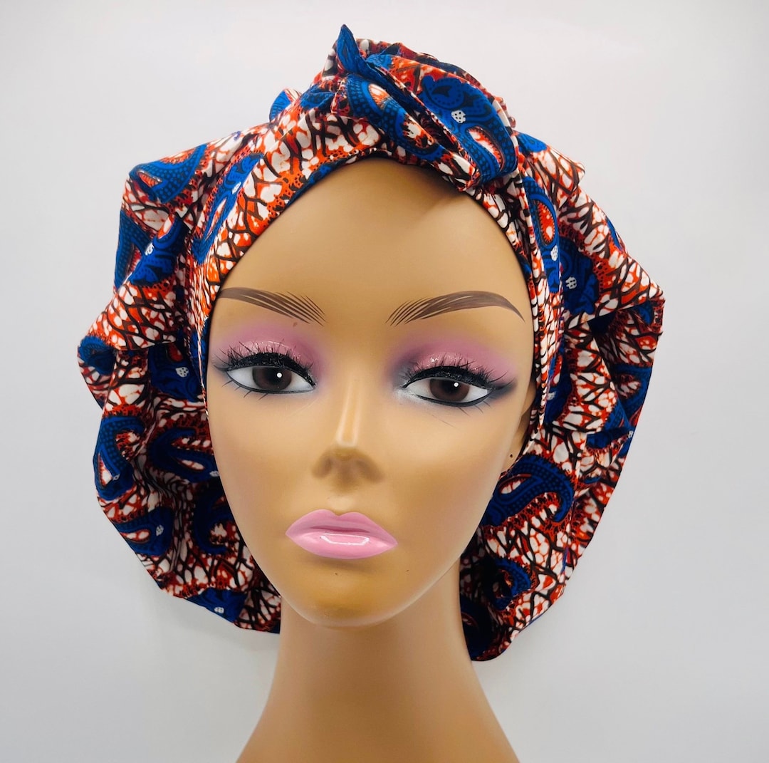 Wine Ankara SATIN LINED Cap, African Tie Bonnet That is Versatile as a ...