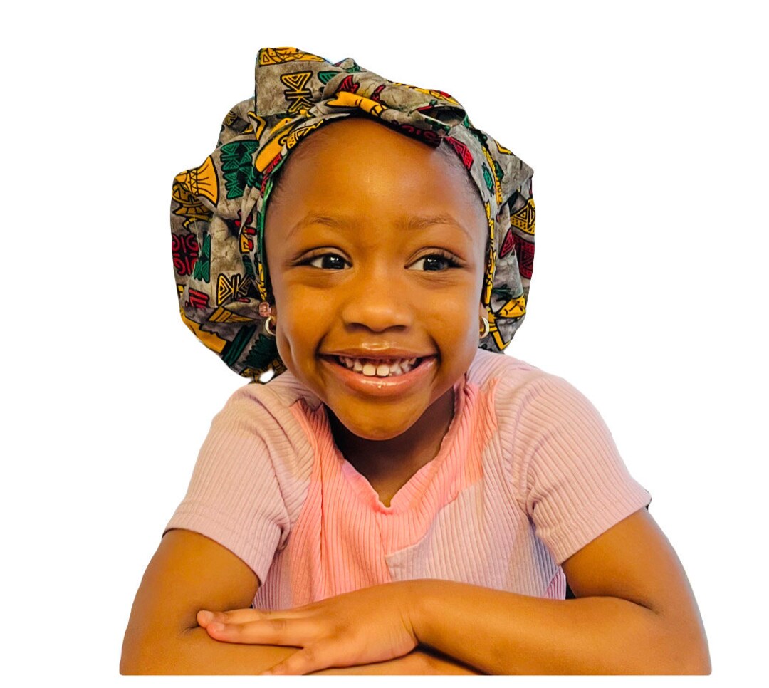 Baby Bonnet Ankara Satin Lined With Ties, Kids African Headwrap, Kids ...